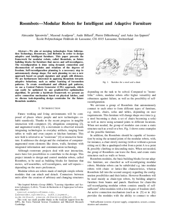 Pdf Roombots—modular Robots For Intelligent And Adaptive Furniture