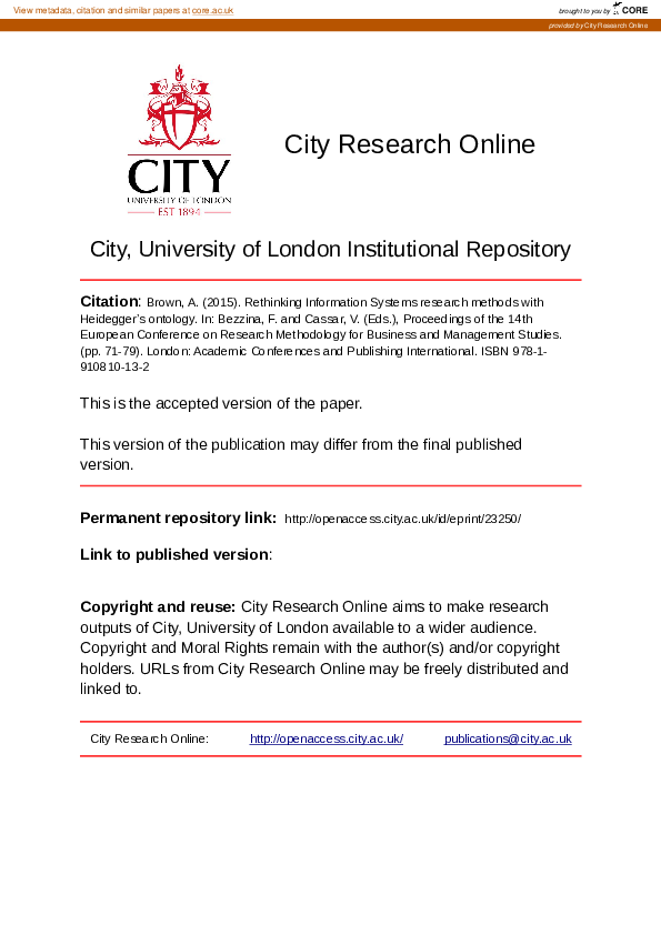(PDF) Rethinking Information Systems research methods with Heidegger’s ...