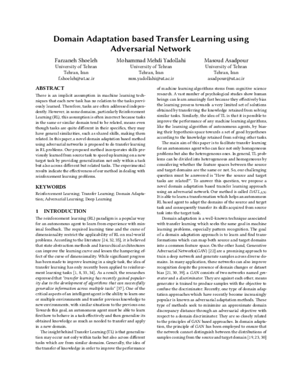 (PDF) Domain adaptation-based transfer learning using adversarial networks