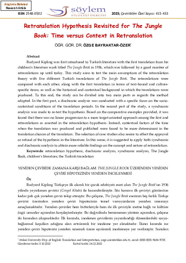 (PDF) Retranslation Hypothesis Revisited for The Jungle Book: Time ...