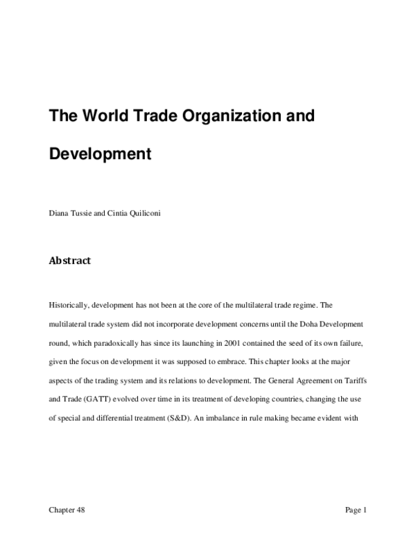 (PDF) The World Trade Organization and Development