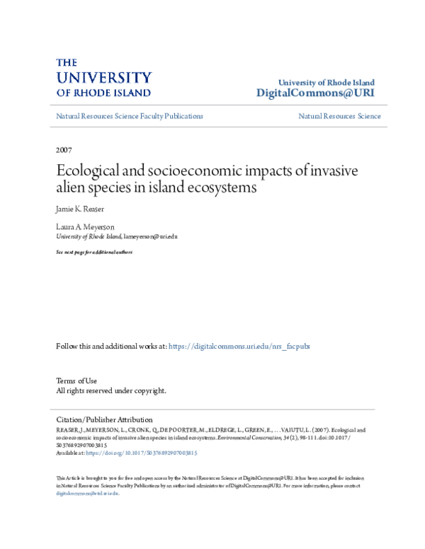 Ecological and socioeconomic impacts of invasive alien species in ...