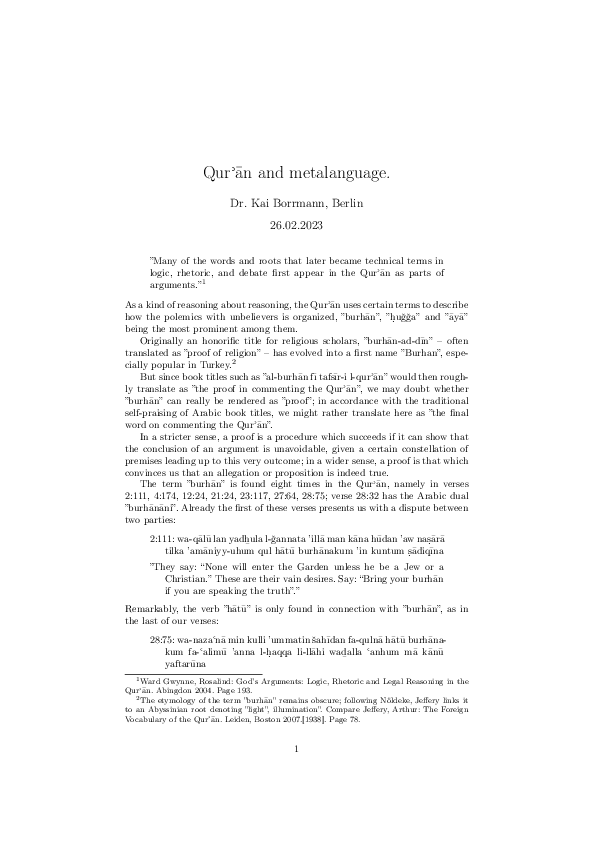 (PDF) Qurʾān and metalanguage