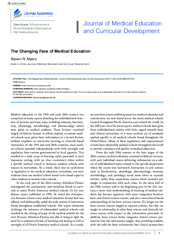 (PDF) The Changing Face of Medical Education