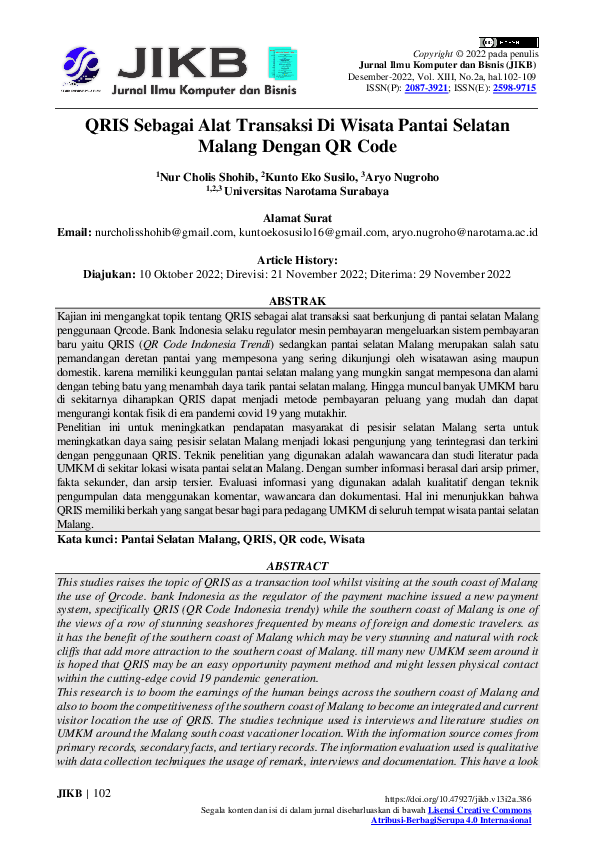 (PDF) QRIS Sebagai Alat Transaksi Di Wisata Pantai Selatan Malang ...