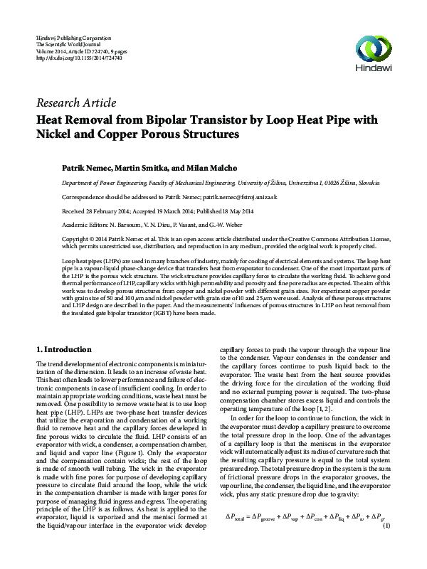 (PDF) Cooling IGBTs with Copper and Nickel Wicks