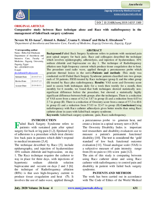 (PDF) Comparative study between Racz technique alone and Racz with ...