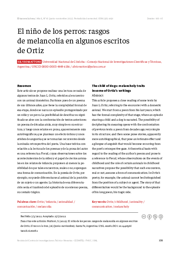 (PDF) El niño de los perros: rasgos de melancolía en algunos escritos ...