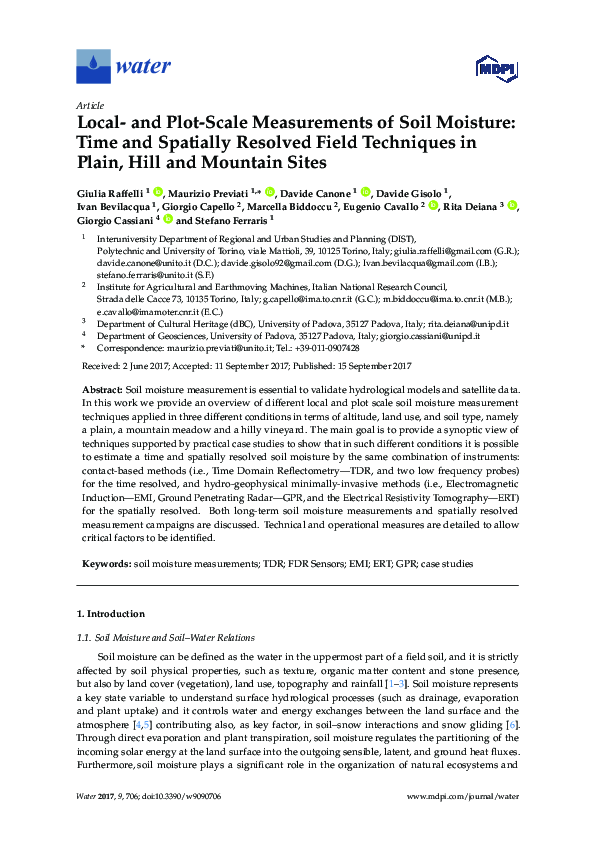 (PDF) Local- and Plot-Scale Measurements of Soil Moisture: Time and Spatially Resolved Field ...