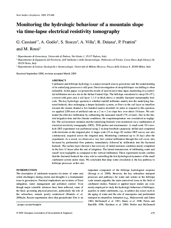 (PDF) Monitoring the hydrologic behaviour of a mountain slope via time ...