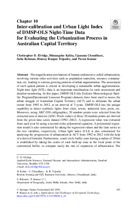 (PDF) Inter-calibration and Urban Light Index of DMSP-OLS Night-Time Data for Evaluating the ...