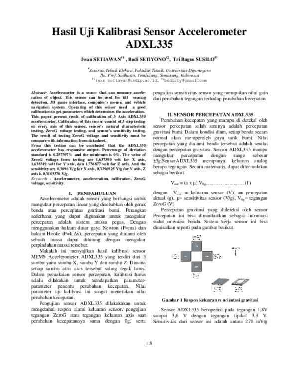 (PDF) Hasil Uji Kalibrasi Sensor Accelerometer ADXL335
