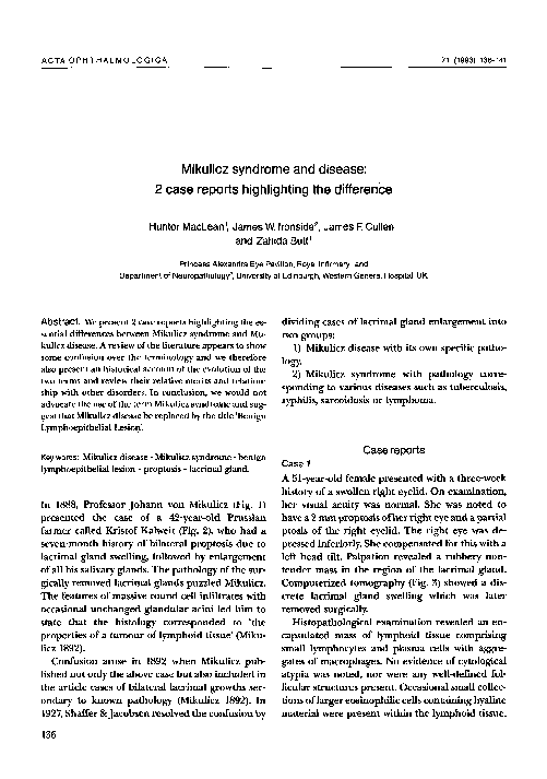 (PDF) Mikulicz syndrome and disease: 2 case reports highlighting the ...