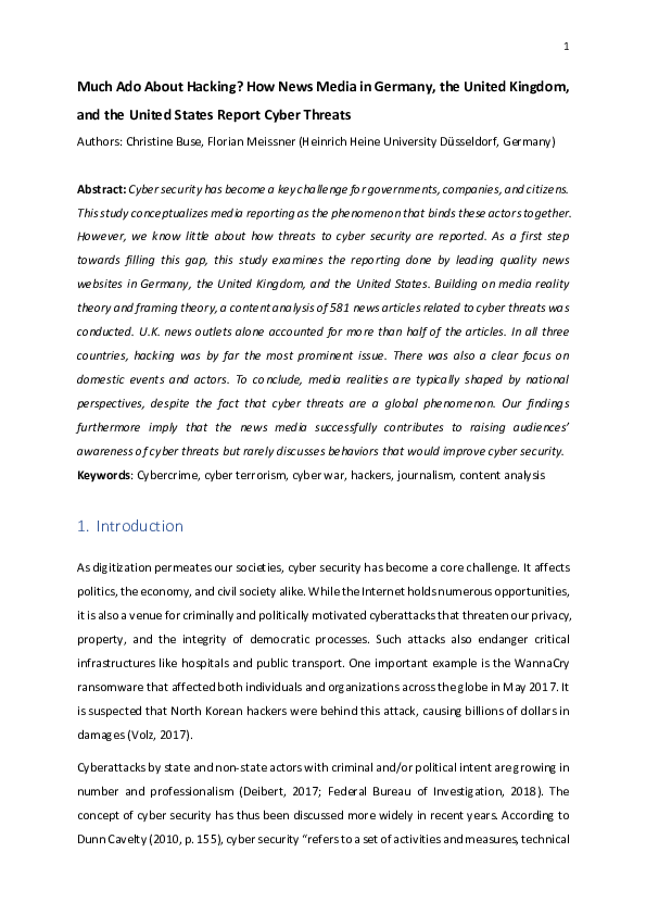 (PDF) Much Ado About Hacking ? How News Media in Germany , the United ...