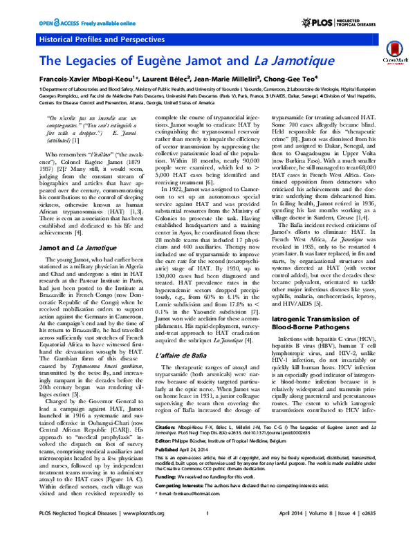 (PDF) The Legacies of Eugène Jamot and La Jamotique