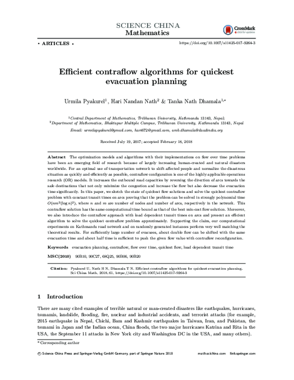 (PDF) Efficient contraflow algorithms for quickest evacuation planning