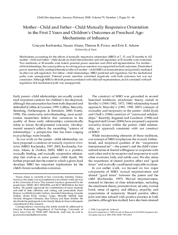 (PDF) Mother–Child and Father–Child Mutually Responsive Orientation in ...