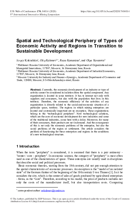 (PDF) Spatial and Technological Periphery of Types of Economic Activity ...
