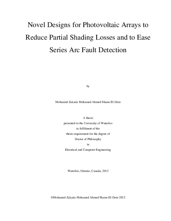 (PDF) Novel Designs for Photovoltaic Arrays to Reduce Partial Shading Losses and to Ease Series ...