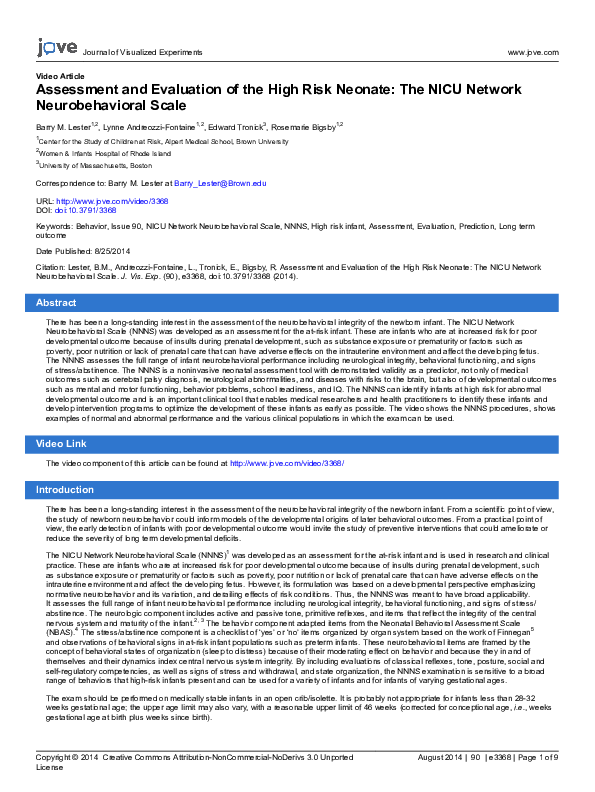 (PDF) Assessment and Evaluation of the High Risk Neonate: The NICU ...