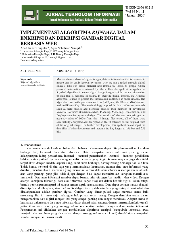 (PDF) Implementasi Algoritma Rijndael Dalam Enkripsi Dan Dekripsi Gambar Digital Berbasis Web