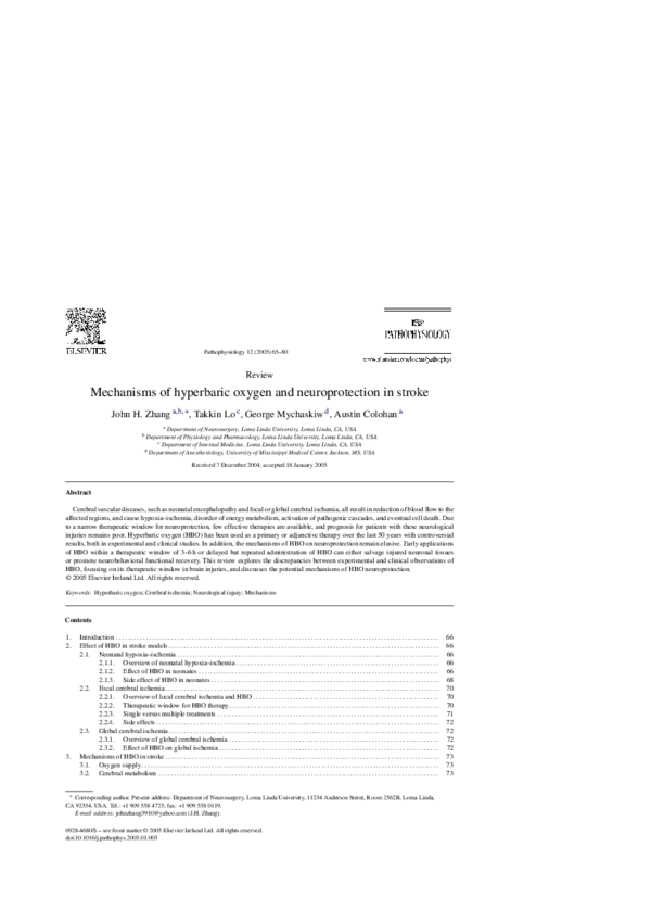 (PDF) Mechanisms of hyperbaric oxygen and neuroprotection in stroke ...