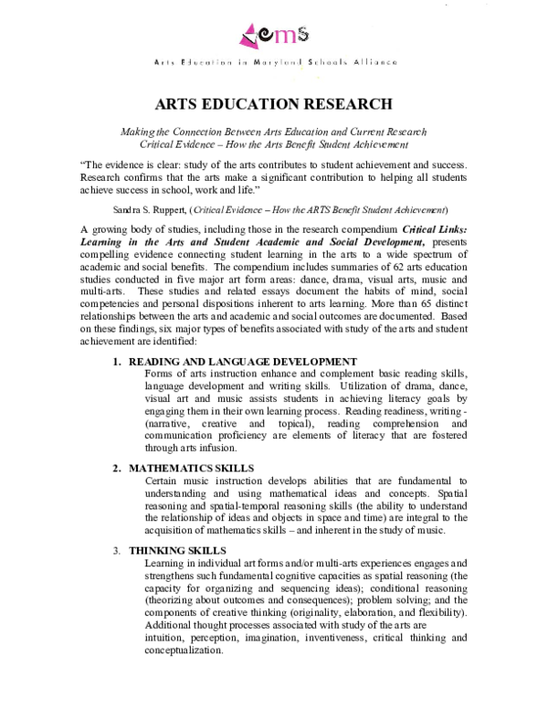 (PDF) Arts Education Research