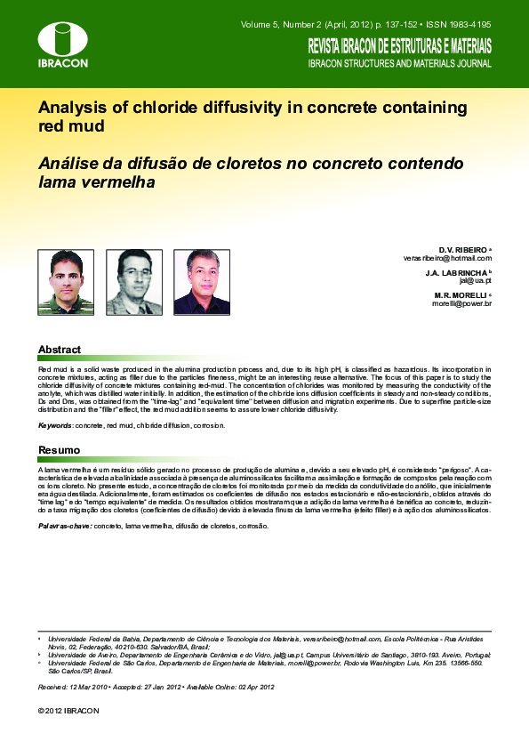 (PDF) Analysis of chloride diffusivity in concrete containing red mud