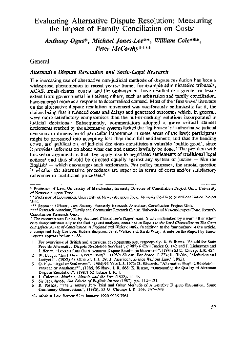 (PDF) Evaluating Alternative Dispute Resolution: Measuring the Impact ...