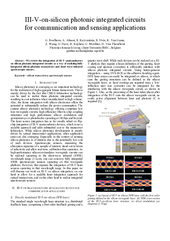 (PDF) III-V/silicon photonic integrated circuits for communication and sensing applications ...