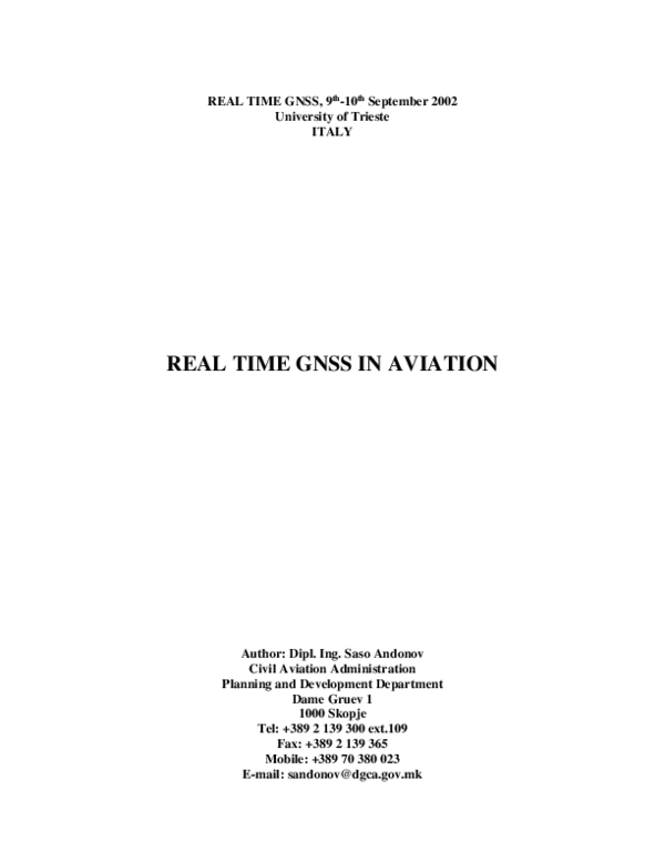 (PDF) Real time GNSS in aviation