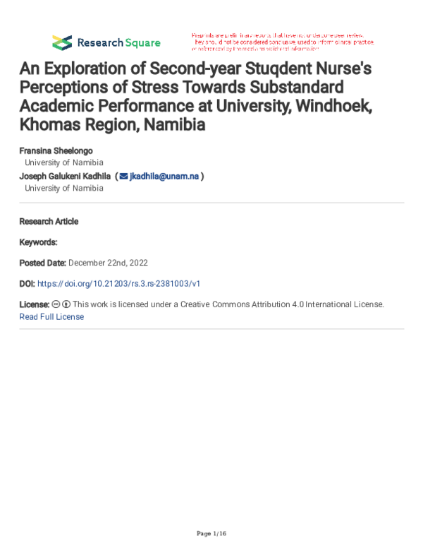 (PDF) An Exploration of Second-year Stuqdent Nurse's Perceptions of ...
