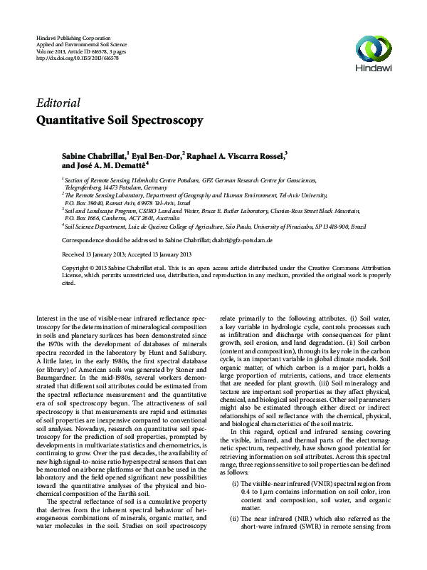(PDF) Quantitative Soil Spectroscopy