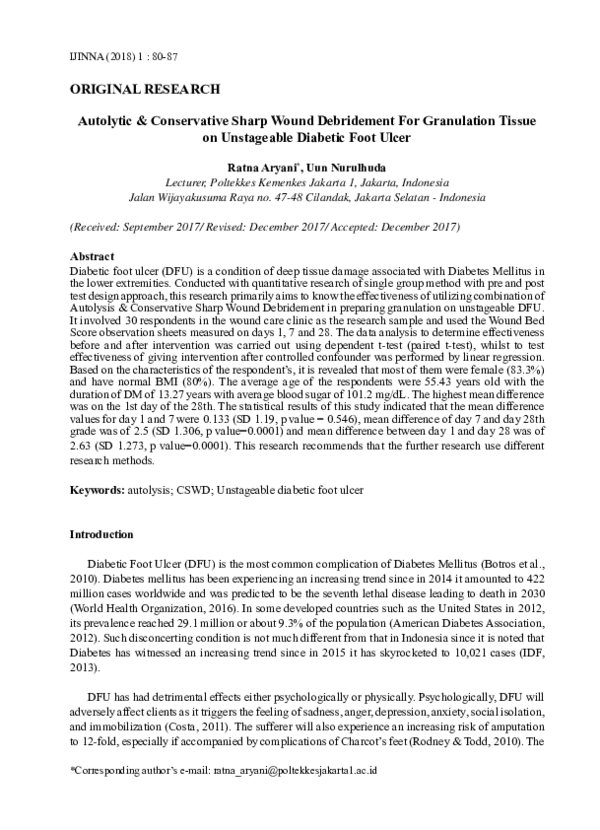 (PDF) Autolytic and Conservative Sharp Wound Debridement for ...