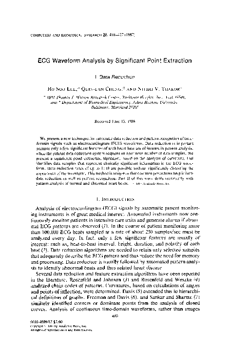 (PDF) ECG waveform analysis by significant point extraction