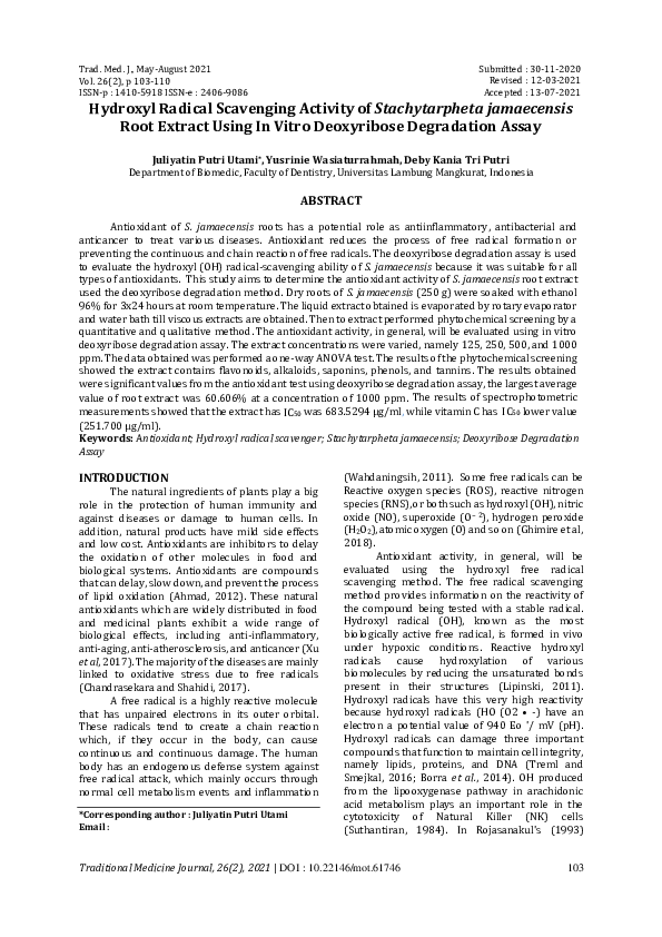 (PDF) Hydroxyl Radical Scavenging Activity of Stachytarpheta ...
