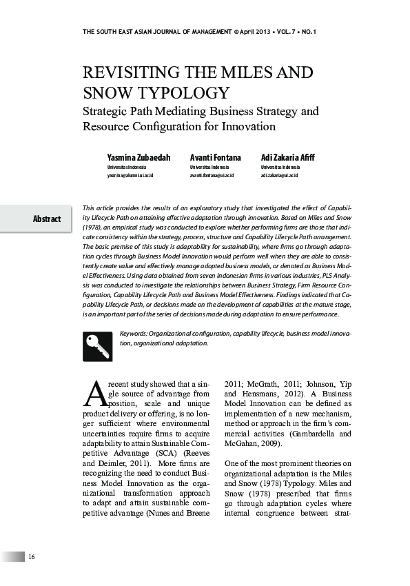 (PDF) Revisiting the Miles and Snow Typology: Strategic Path Mediates ...