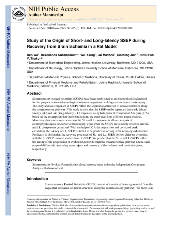 (PDF) Differentiating Short- and Long-Latency SSEPs in Brain Recovery