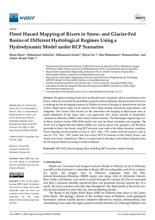 (PDF) Flood Hazard Mapping of Rivers in Snow- and Glacier-Fed Basins of Different Hydrological ...