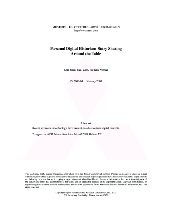 (PDF) Story Sharing Around the Table
