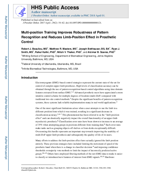 (PDF) Multi-position Training Improves Robustness of Pattern Recognition and Reduces Limb ...
