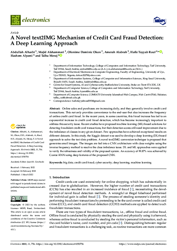 (PDF) A Novel text2IMG Mechanism of Credit Card Fraud Detection: A Deep ...