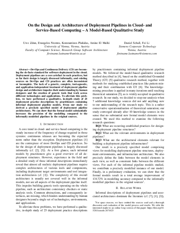 (PDF) On the Design and Architecture of Deployment Pipelines in Cloud- and Service-Based ...