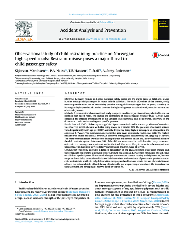 (PDF) Observational study of child restraining practice on Norwegian ...