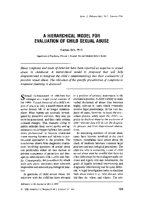 (PDF) A hierarchical model for evaluation of child sexual abuse