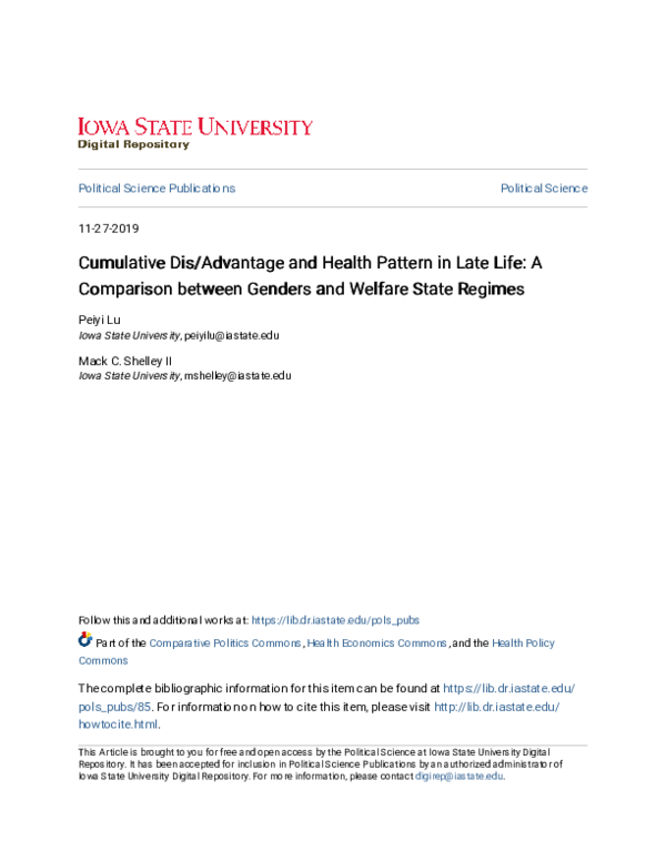 (PDF) Cumulative Dis/Advantage and Health Pattern in Late Life: A ...