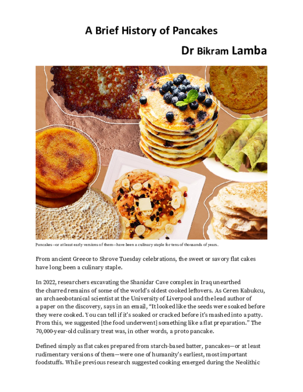 (DOC) A Brief History of Pancakes