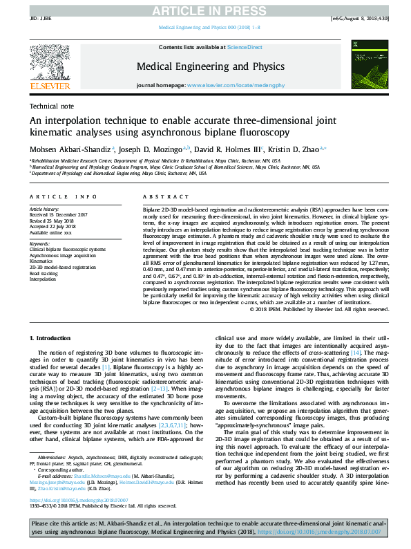 (PDF) An interpolation technique to enable accurate three-dimensional joint kinematic analyses ...