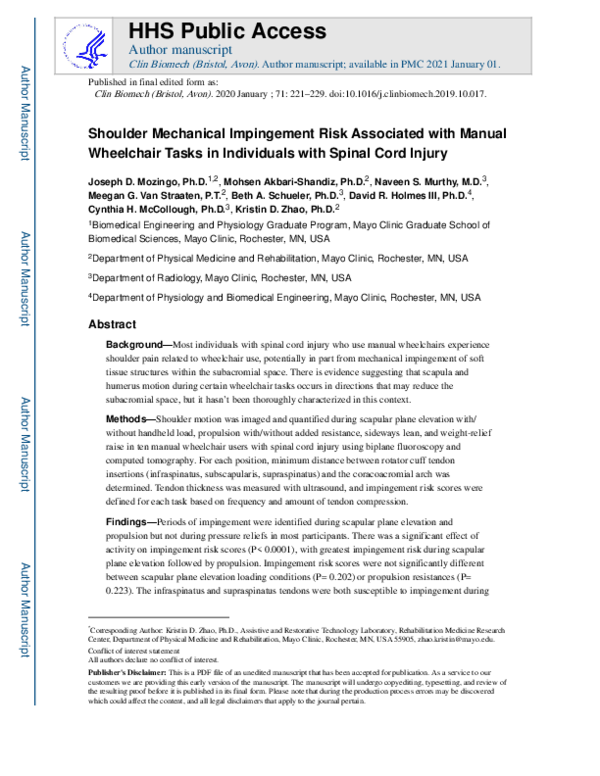 (PDF) Shoulder mechanical impingement risk associated with manual ...