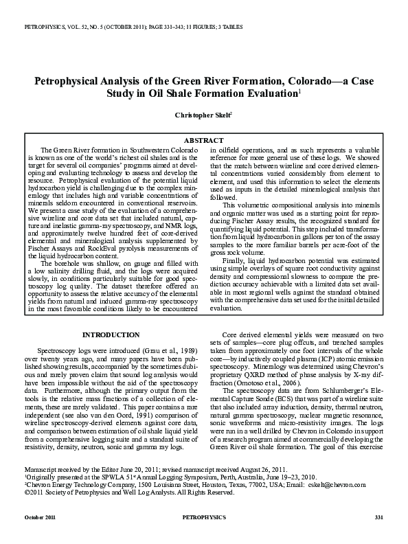(PDF) Petrophysical Analysis of the Green River Formation, Colorado - a ...